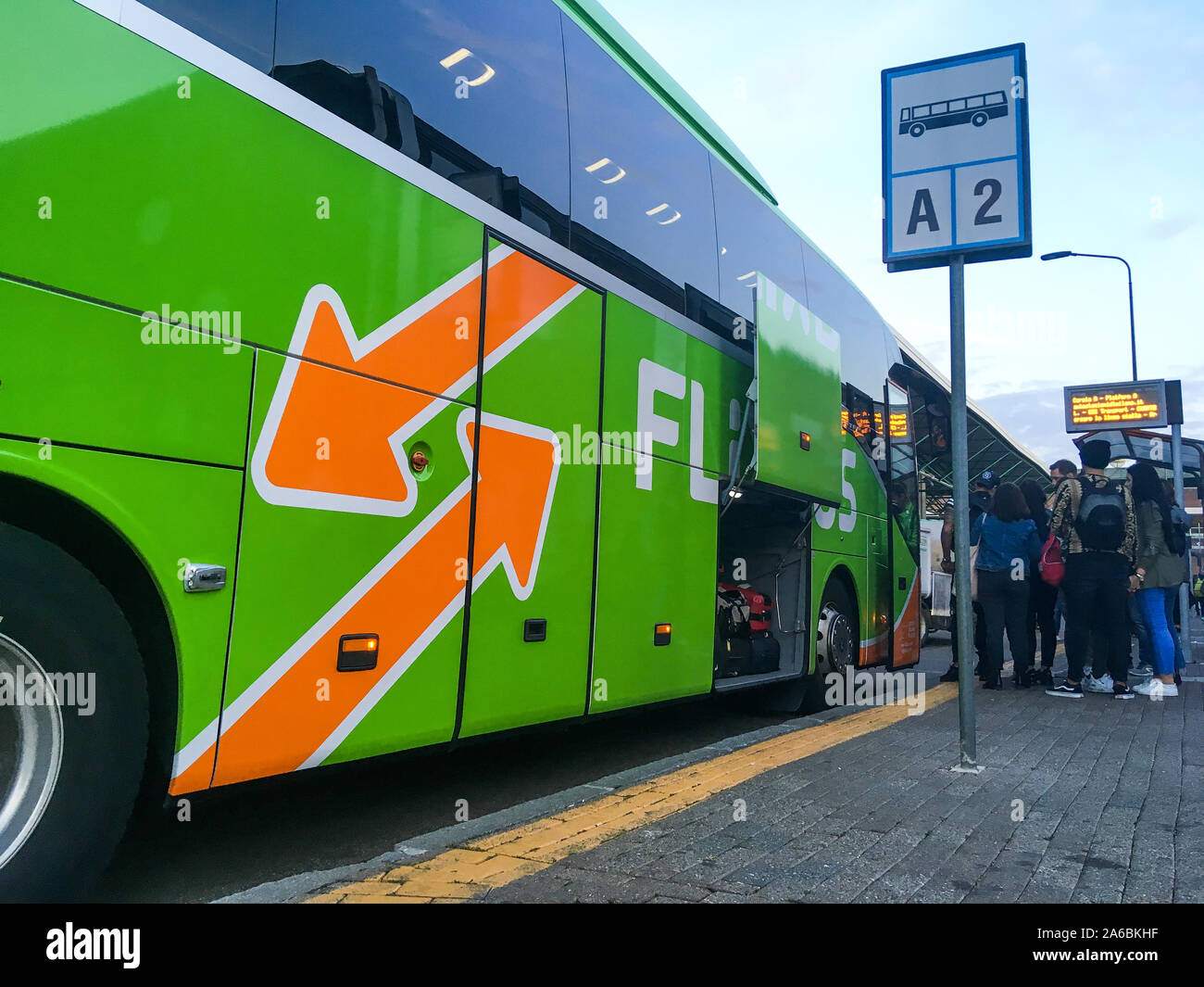 Bus terminal, Milan, Italy Stock Photo - Alamy