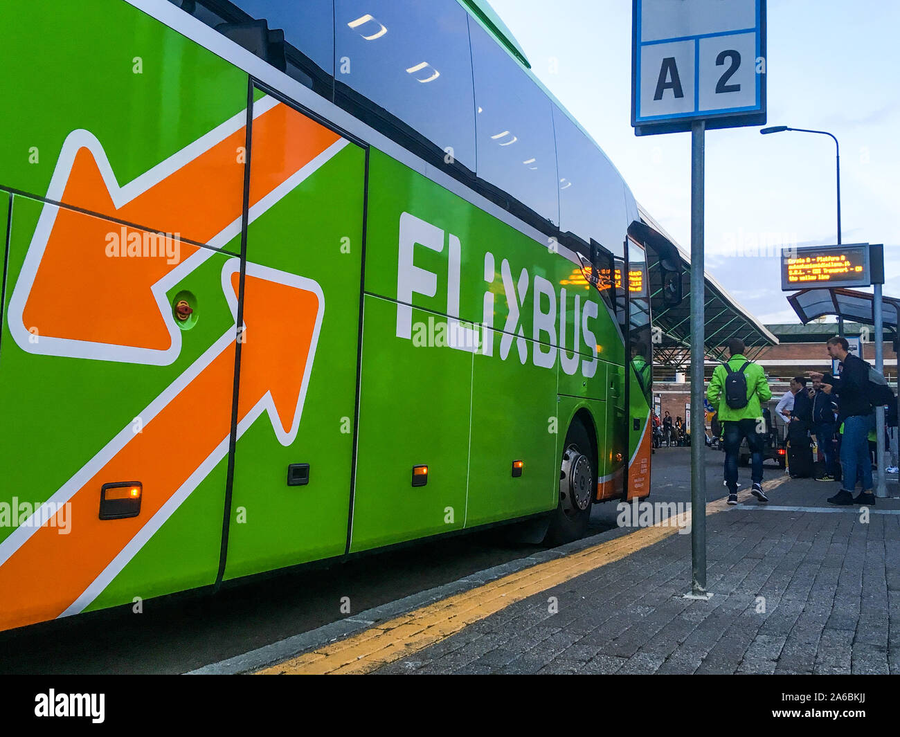Bus terminal, Milan, Italy Stock Photo - Alamy