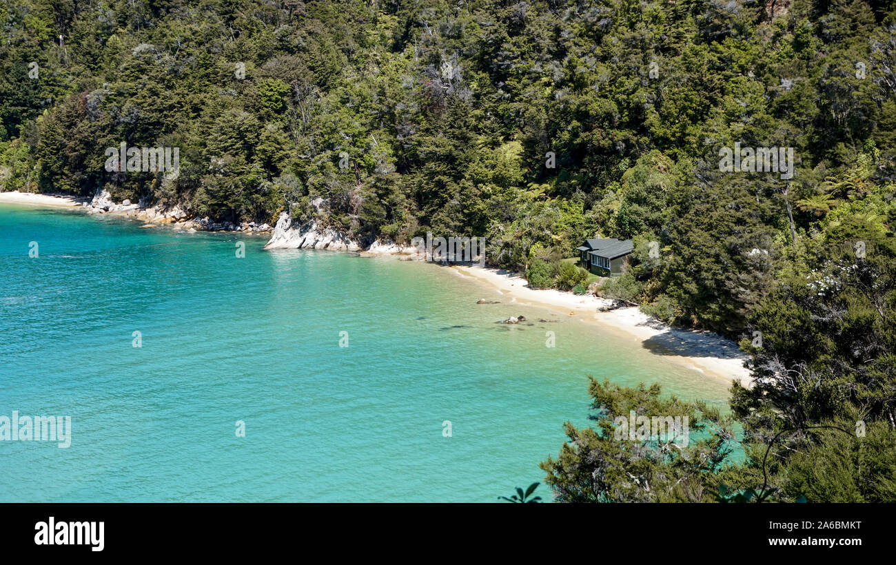 Sandy Tropical Beach and Headland Anchorage Bay, Abel Tasman National ...
