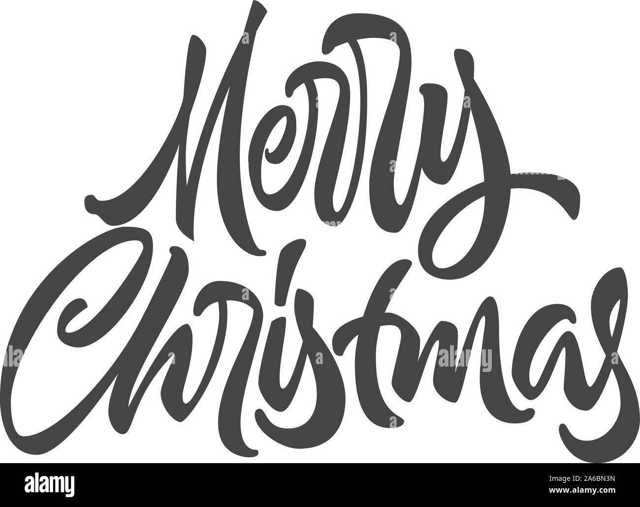 Merry Christmas Calligraphic Hand Drawn Lettering Beautiful Isolated