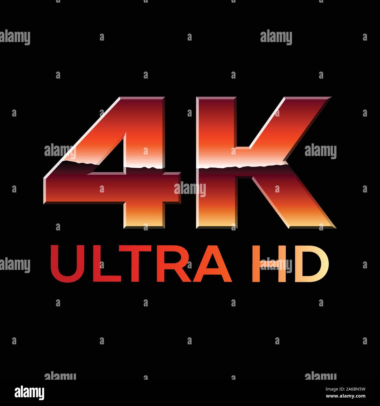 4k Ultra HD format logo with shiny chrome letters Stock Vector Image ...