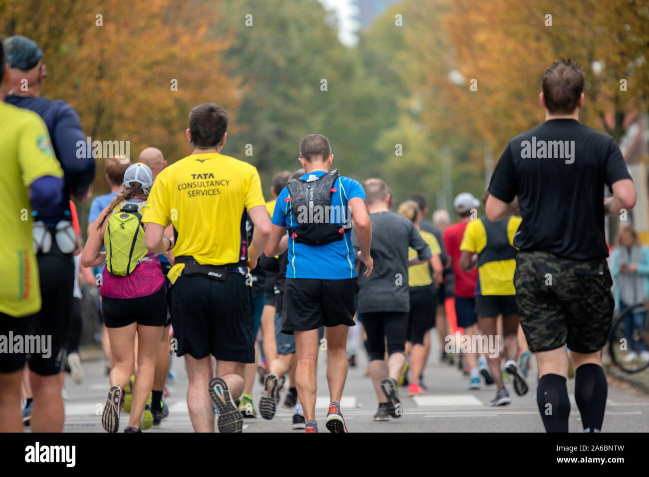 Marathon Runners From The Back At Amsterdam Marathon The Netherlands ...