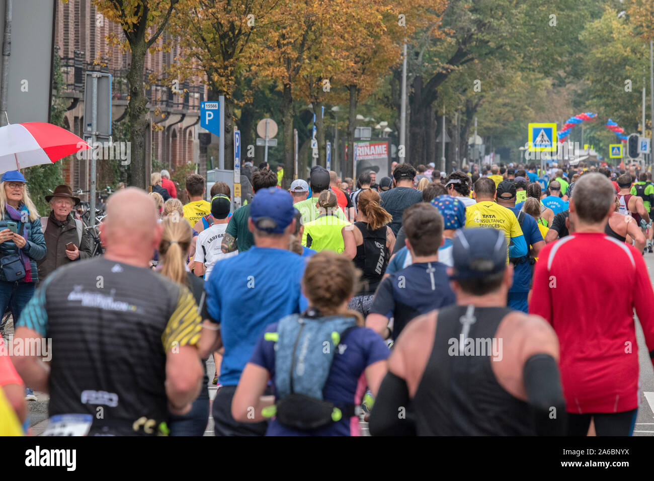 Marathon Runners From The Back At Amsterdam Marathon The Netherlands ...