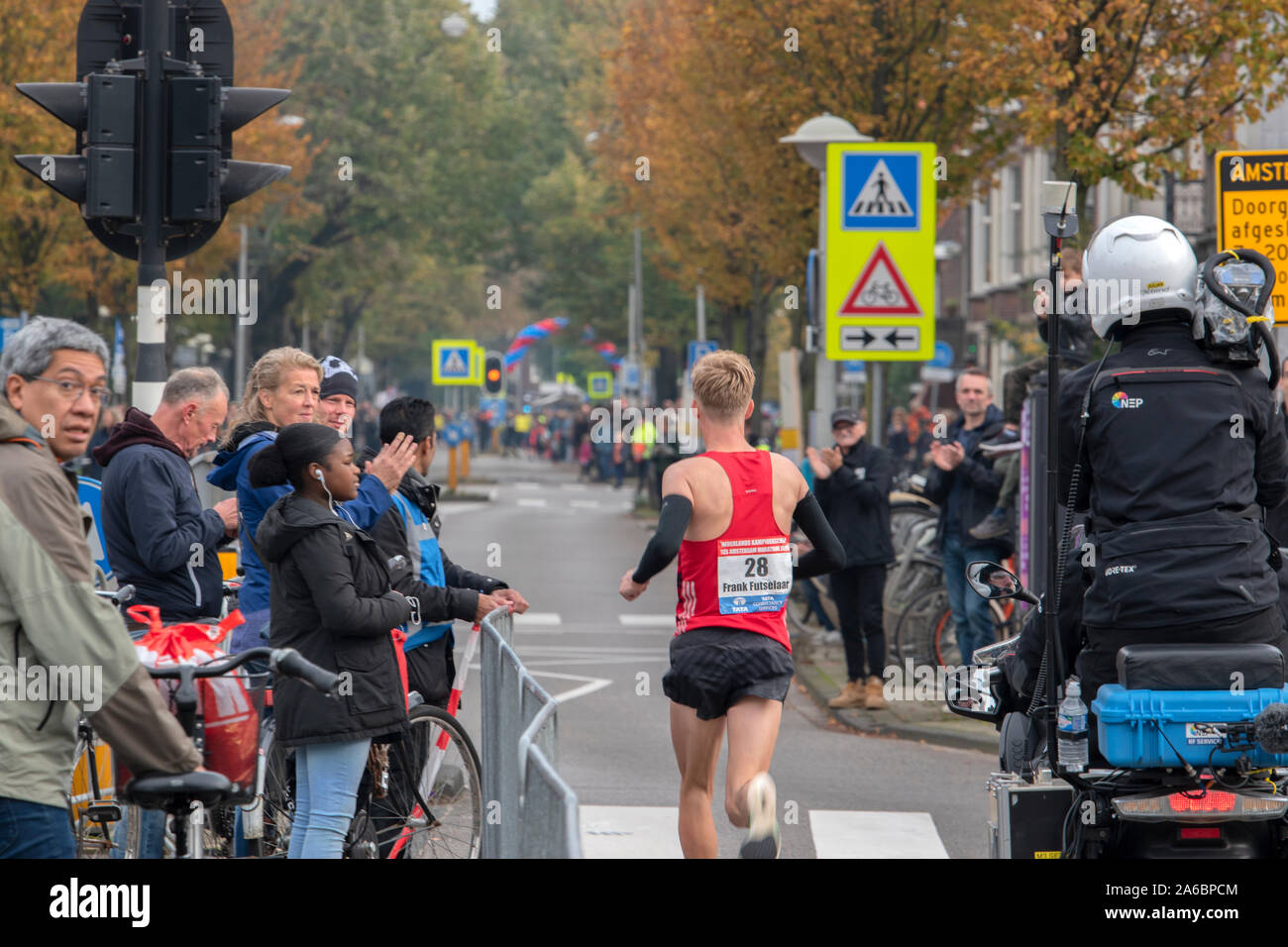 Marathon Runners From The Back At Amsterdam Marathon The Netherlands ...