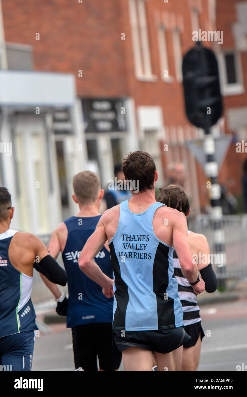Marathon Runners From The Back At Amsterdam Marathon The Netherlands ...
