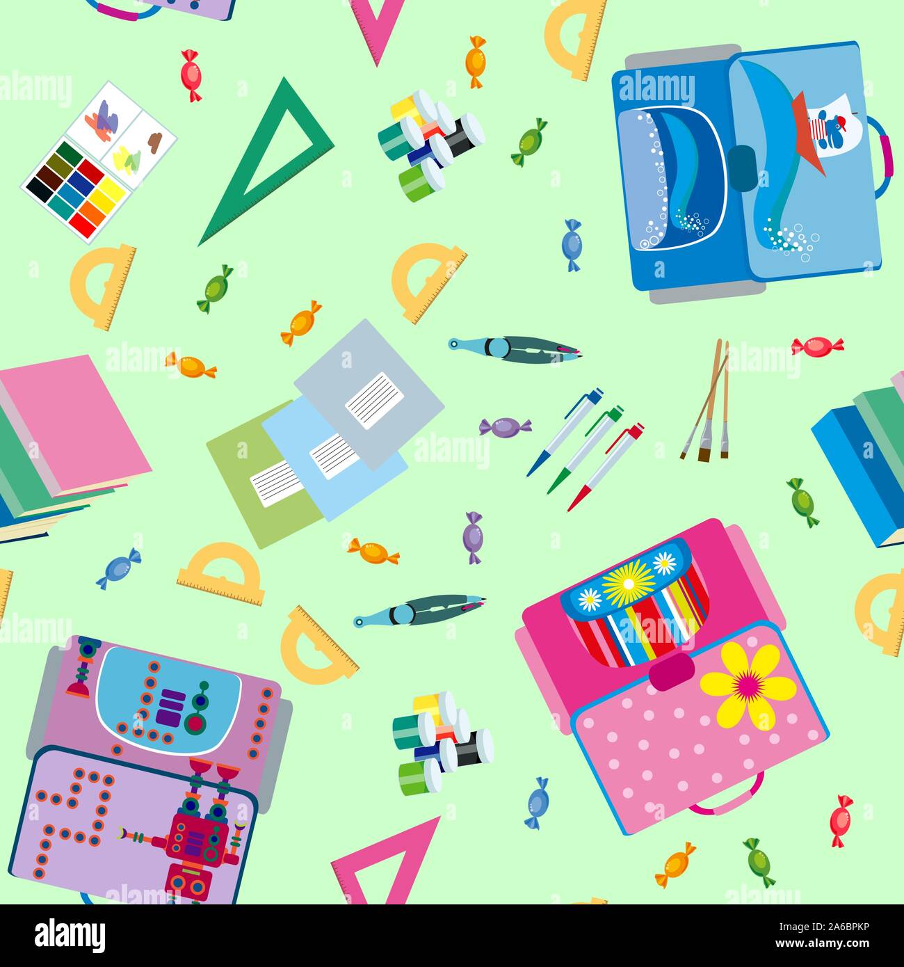 Seamless school pattern. Background with school objects Stock Vector ...