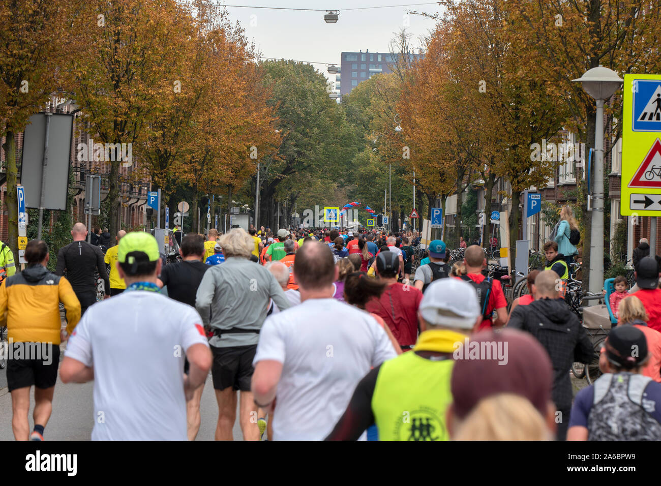 Marathon Runners From The Back At Amsterdam Marathon The Netherlands ...