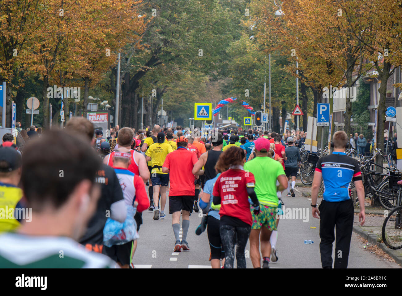 Marathon Runners From The Back At Amsterdam Marathon The Netherlands ...