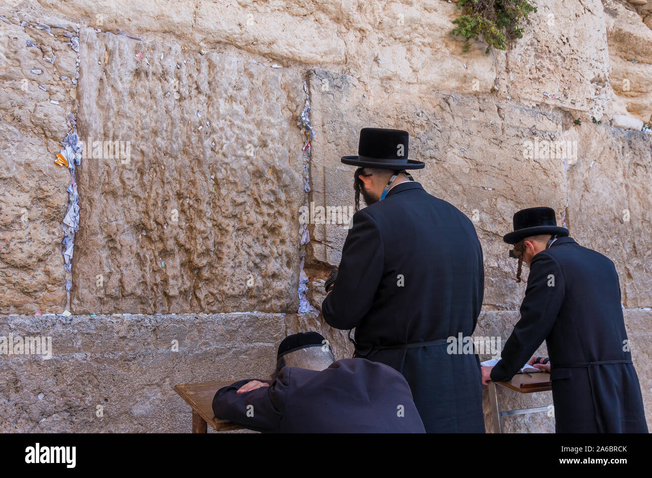 Jewish people in Shabbath day praying at Jerusalem's sacred Western ...