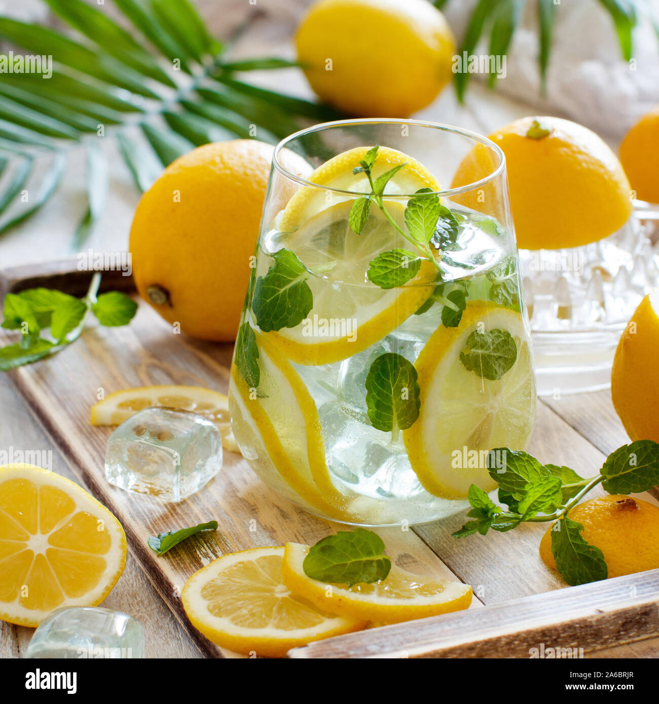 Homemade refreshing lemonade made from citrus fruits close up Stock ...