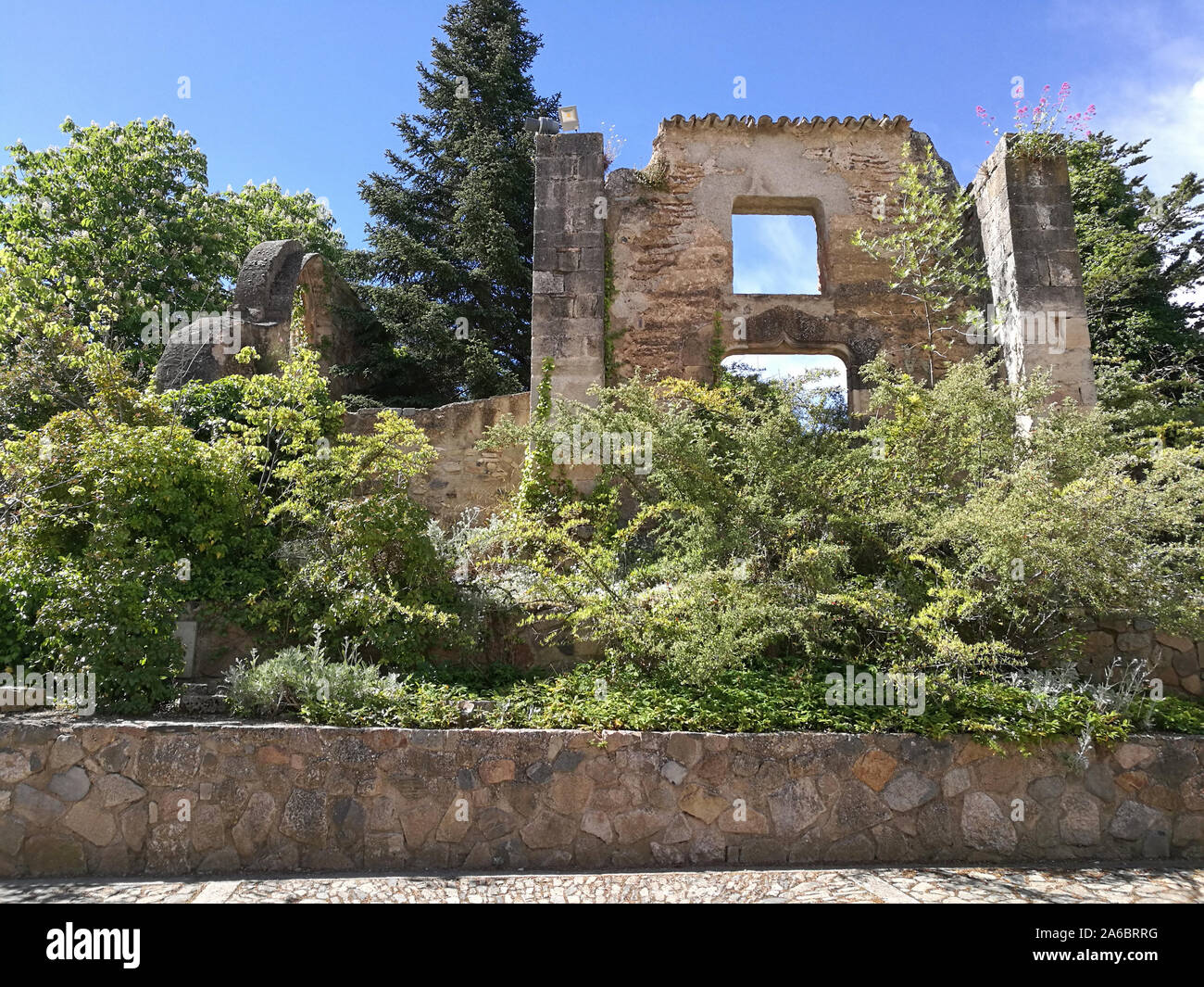 Monastery Ruins in Spain stone wall Stock Photo - Alamy