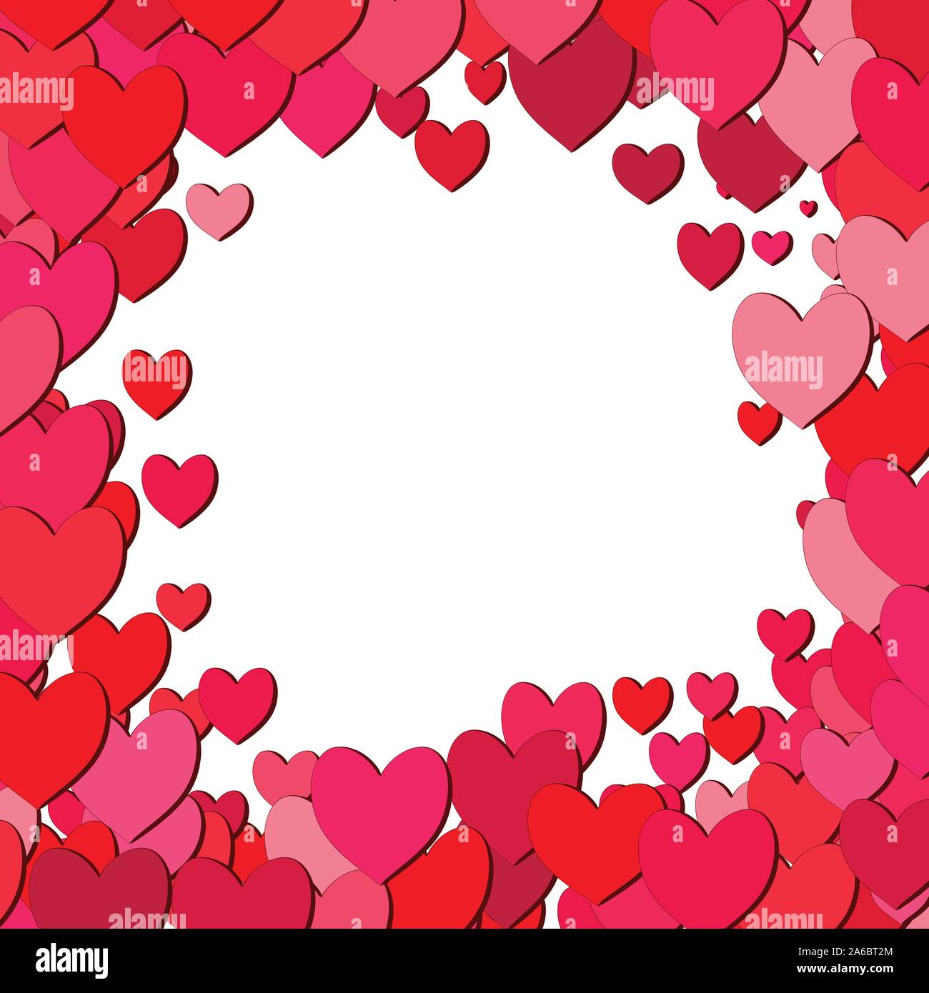 Valentines Day square frame with scattered hearts Stock Vector Image ...