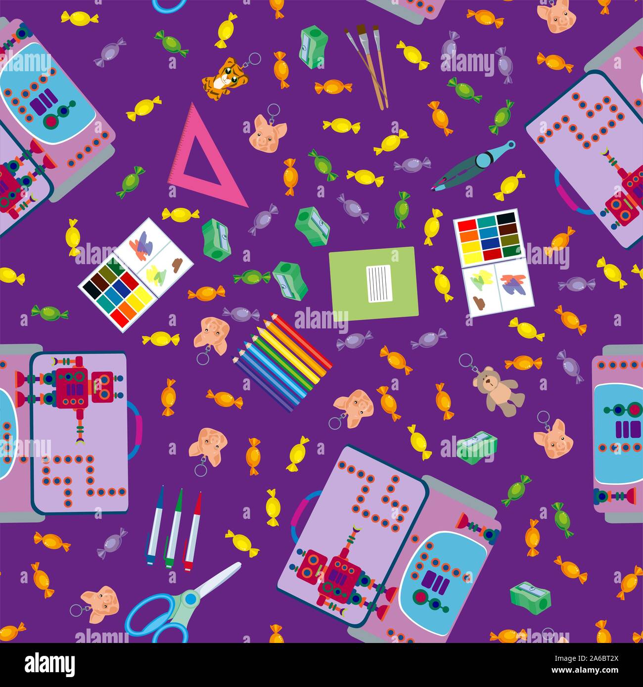 Seamless school pattern. Background with school objects Stock Vector ...