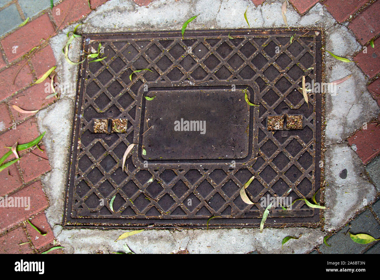 The technical hatch of city drains and sewers is rectangular Stock ...