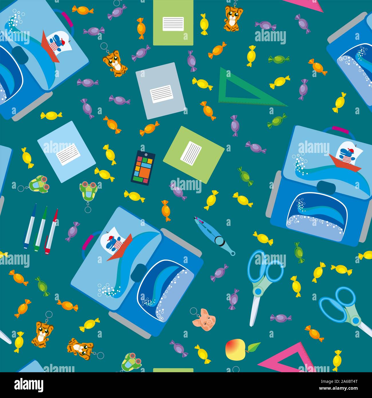 Seamless school pattern. Background with school objects Stock Vector ...