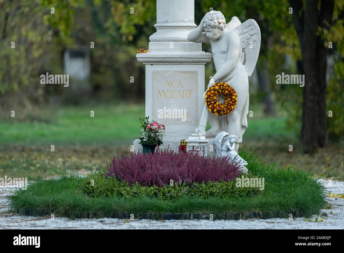 The gravestone of Wolfgang Amadeus Mozart in St. Marx Cemetery (vienna ...