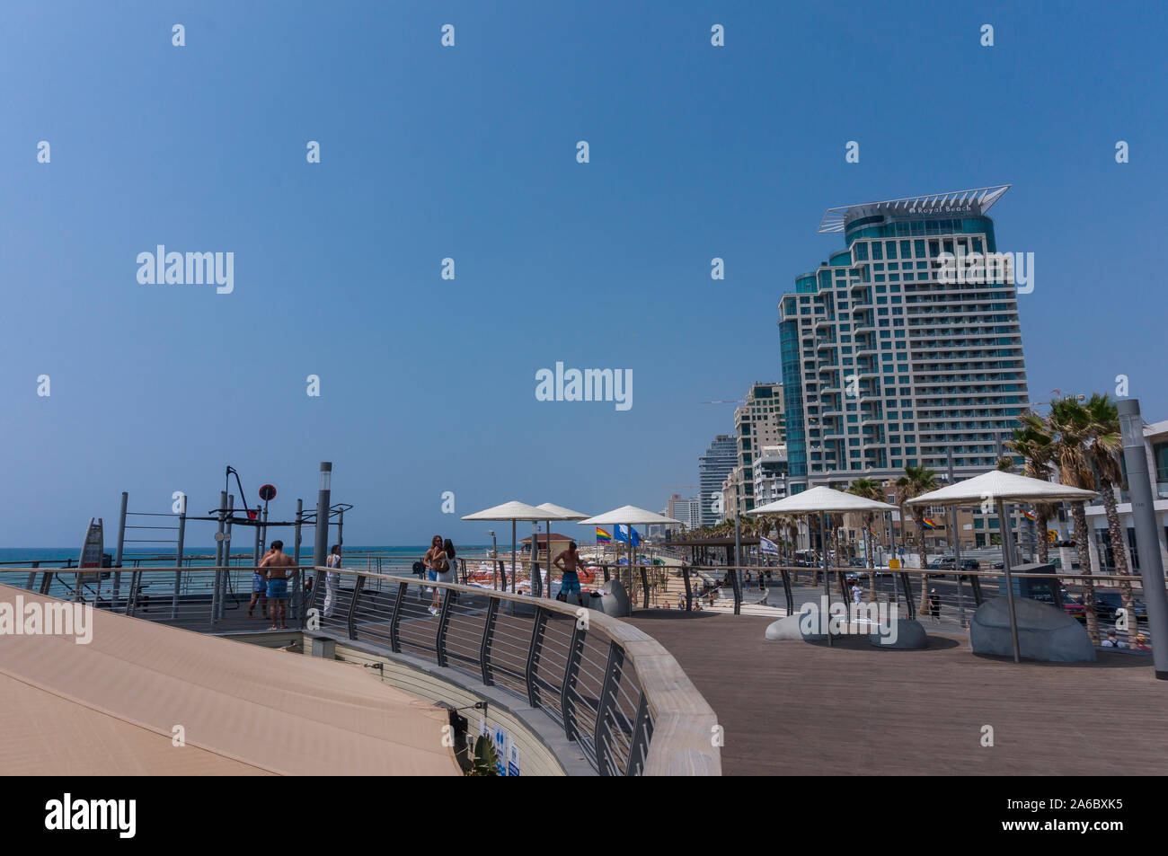 The beach promenade in Tel Aviv. Mediterranean, Middle East, Israel ...
