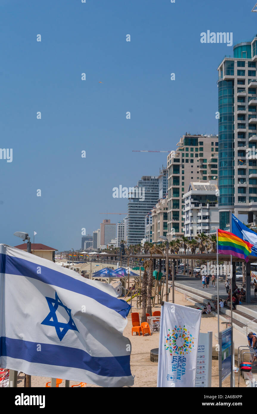 The beach promenade in Tel Aviv. Mediterranean, Middle East, Israel ...