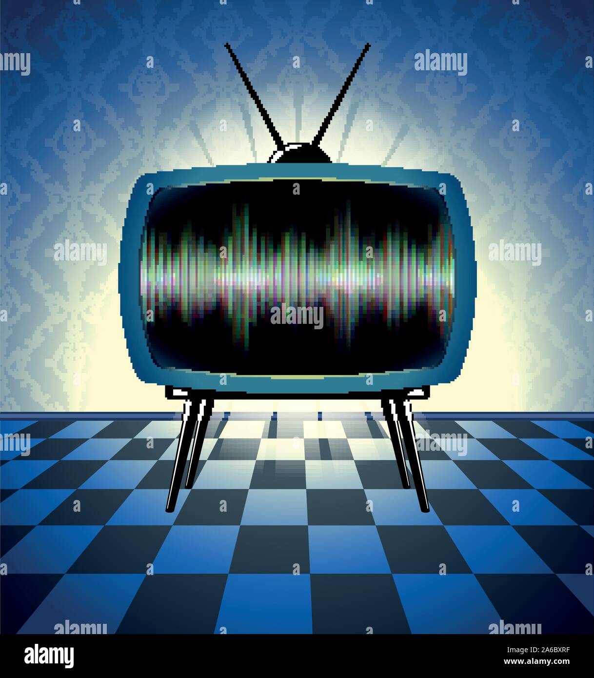 Retro tv receiver in the dark room Stock Vector Image & Art - Alamy