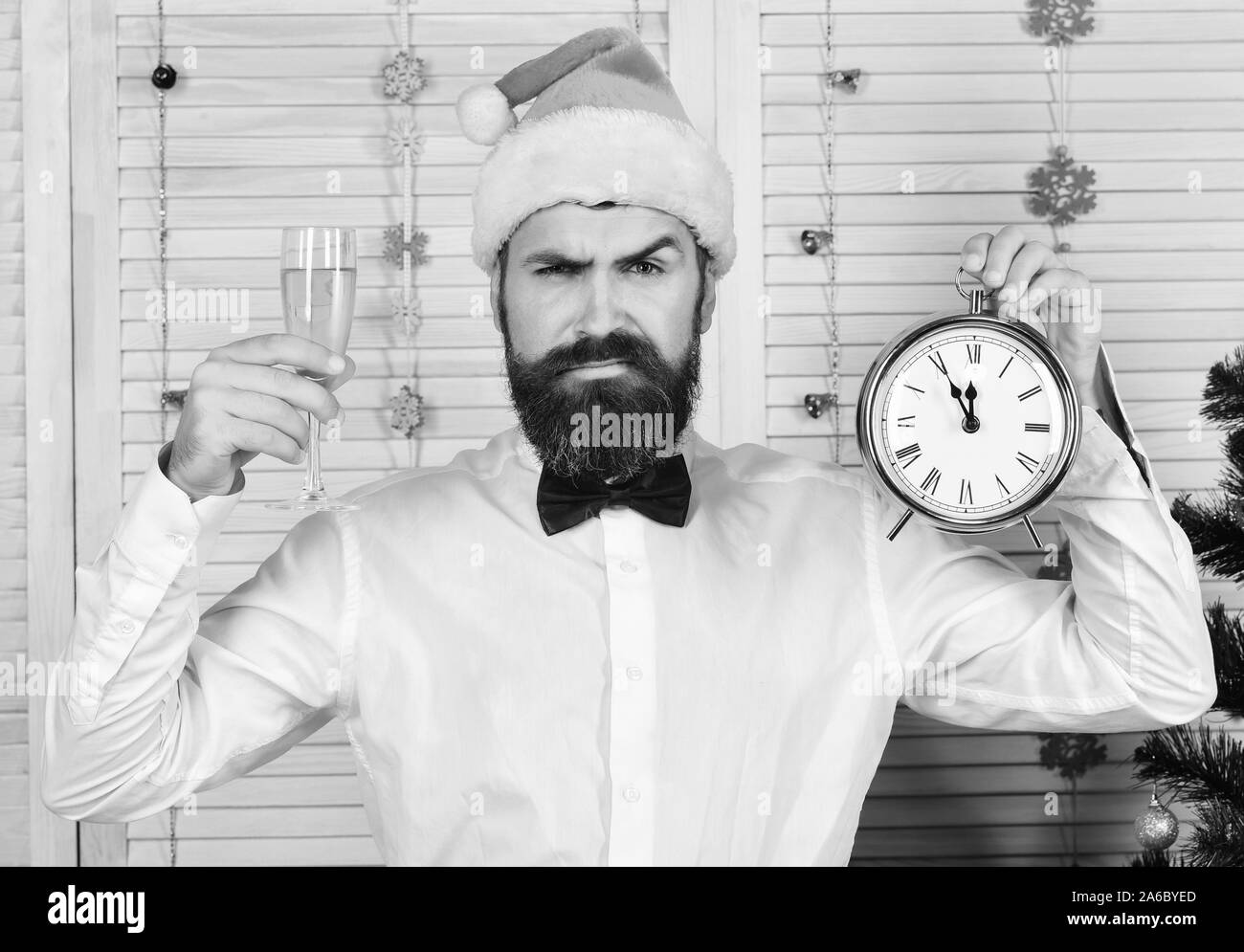 Festive red garland happy Black and White Stock Photos & Images - Alamy