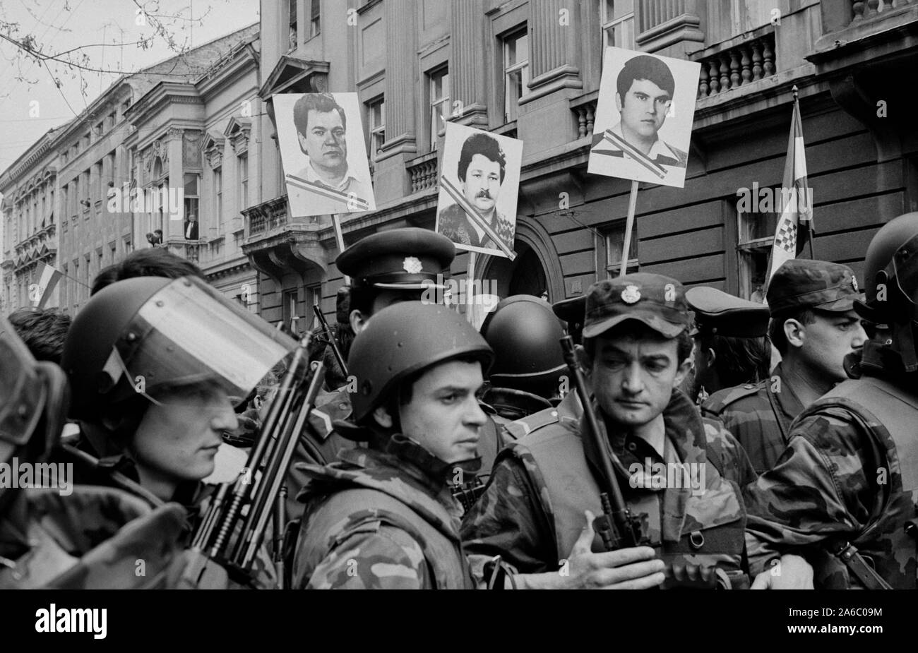 Protests in the streets of Zagreb, Croatia. 1991 Stock Photo - Alamy