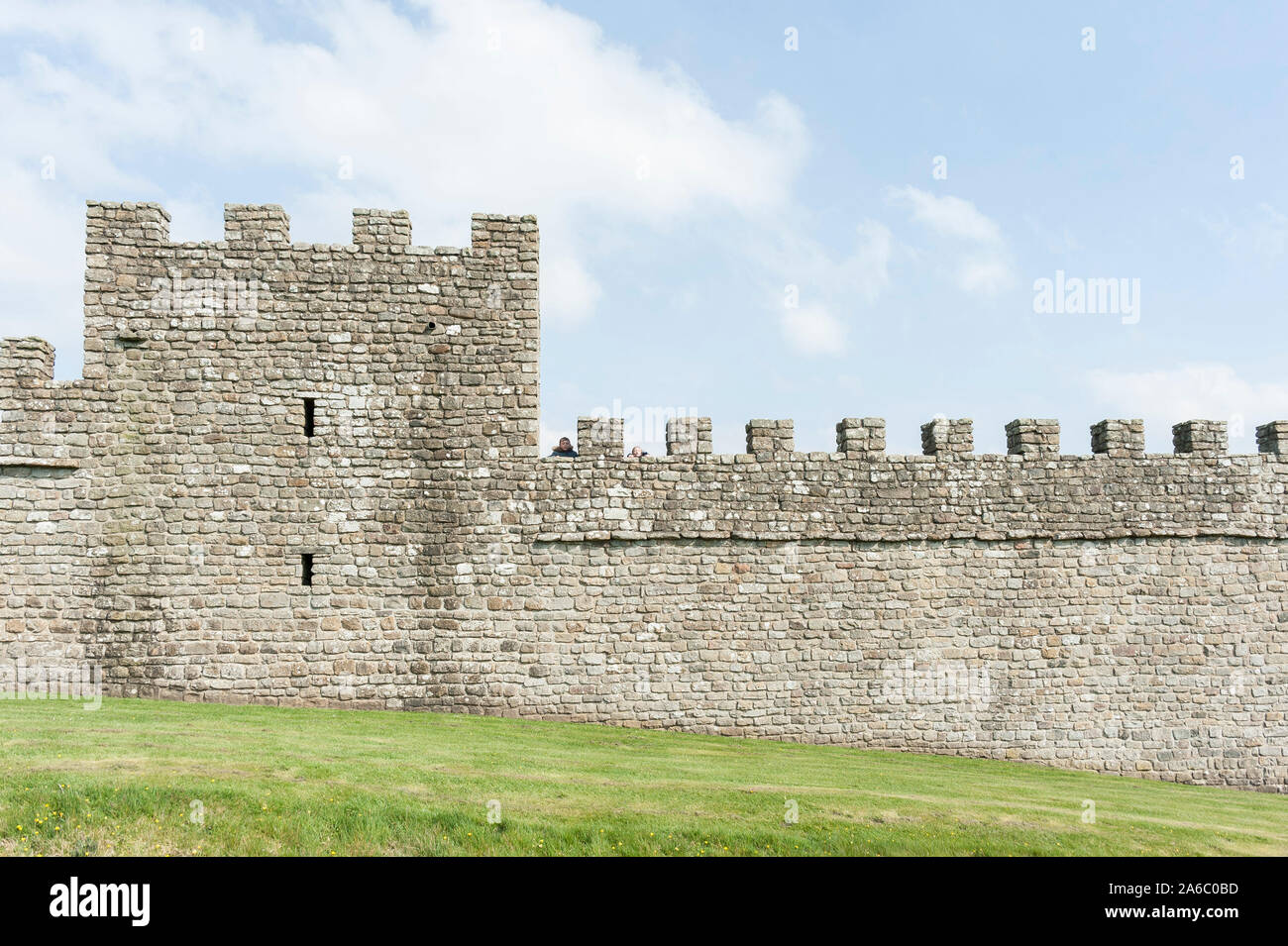 A child waves from Hadrians wall Roman defence Stock Photo - Alamy