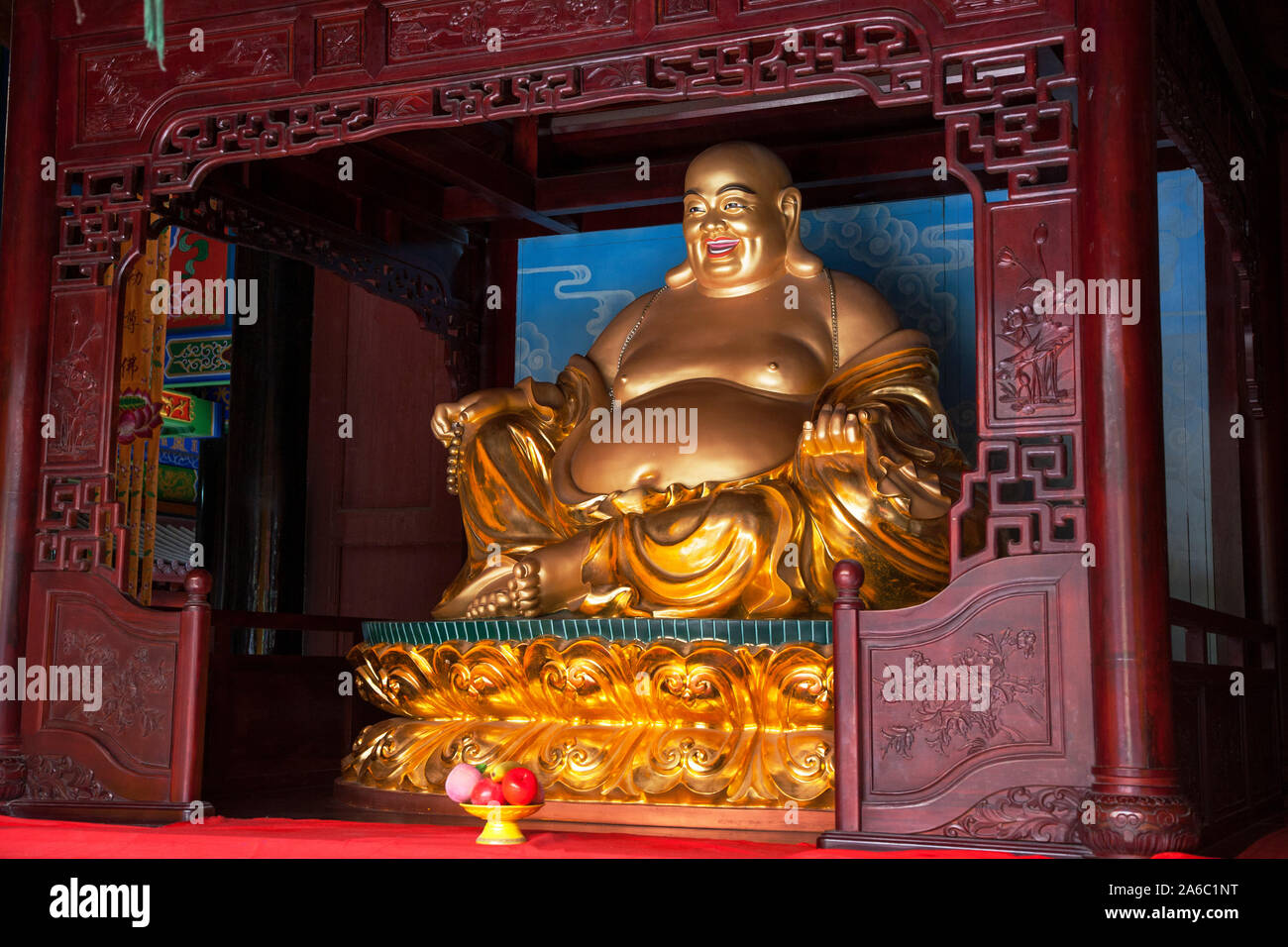 Large laughing Buddha statue in Ghost City of Fengdu China Stock Photo ...