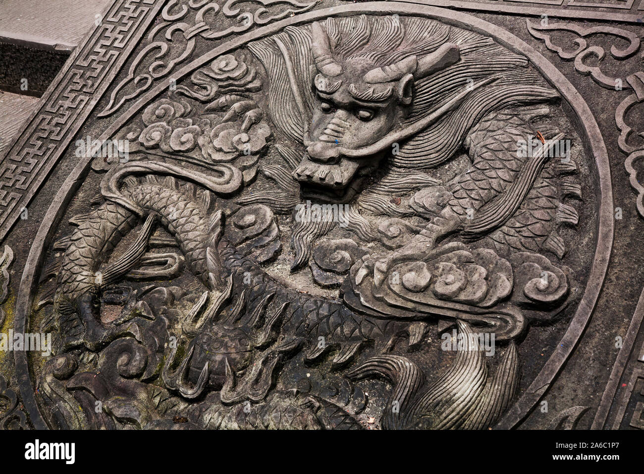 Metal carving sculpture of dragon in Ghost City of Fengdu China Stock ...