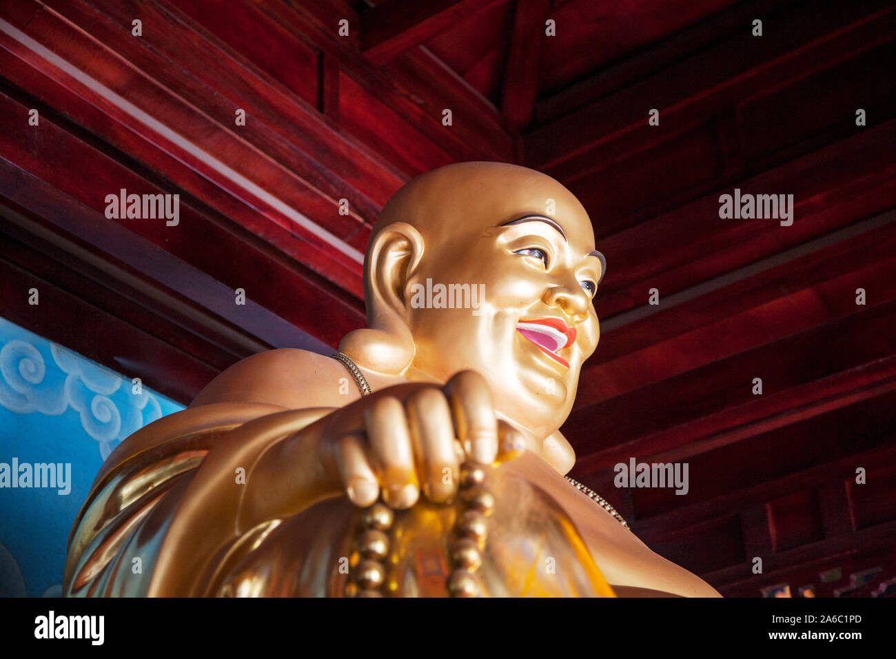 Large laughing Buddha statue in Ghost City of Fengdu China Stock Photo ...