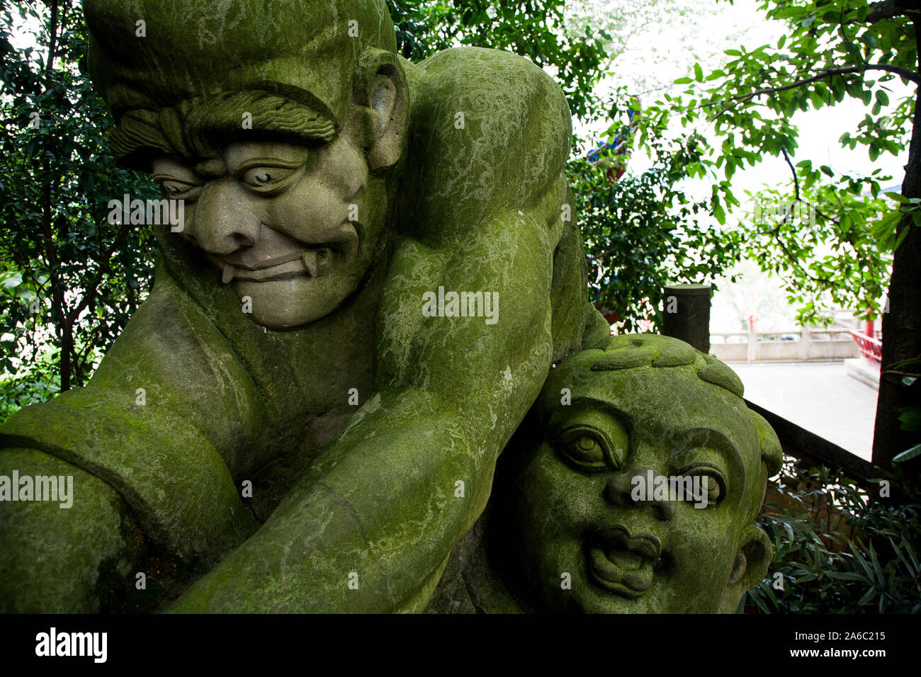 Stone demon statues carvings in Ghost City of Fengdu China Stock Photo ...