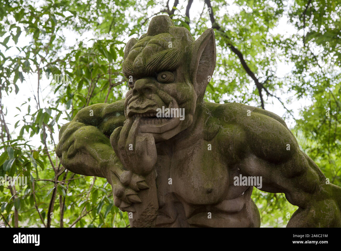 Stone demon statues carvings in Ghost City of Fengdu China Stock Photo ...