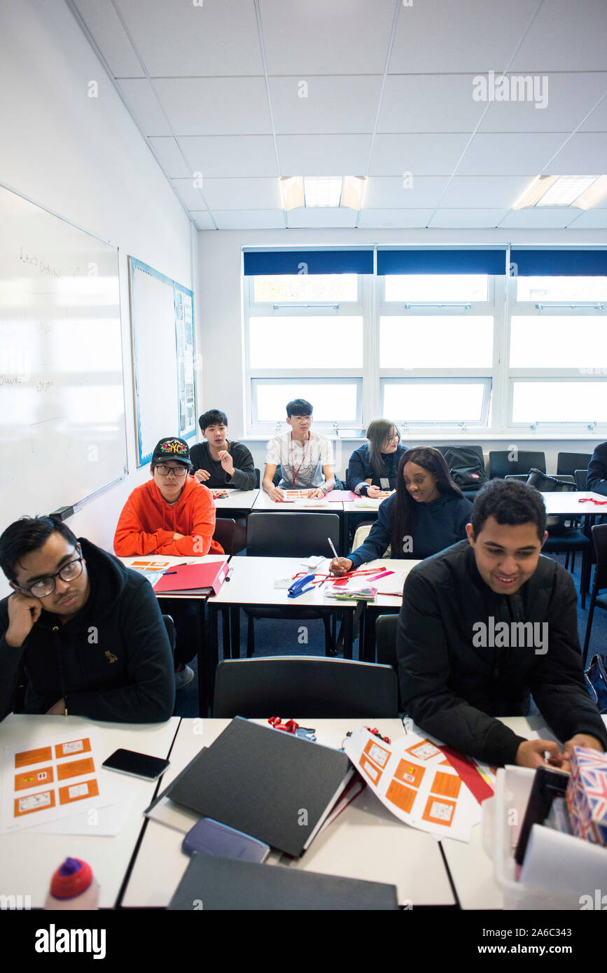 International students sitting in a classroom during a lesson Stock ...