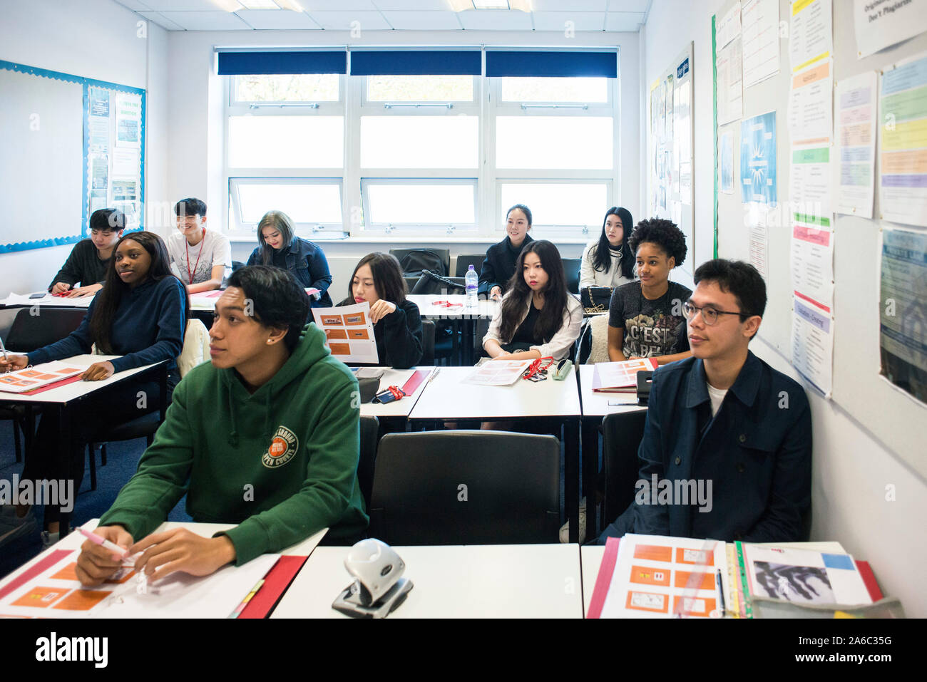 International students sitting in a classroom during a lesson Stock ...