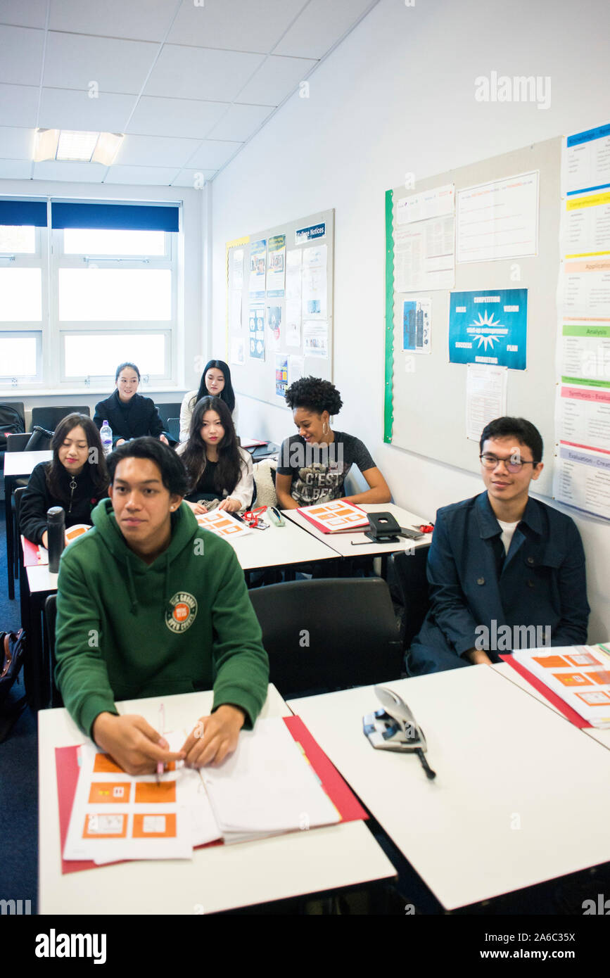 International students sitting in a classroom during a lesson Stock ...