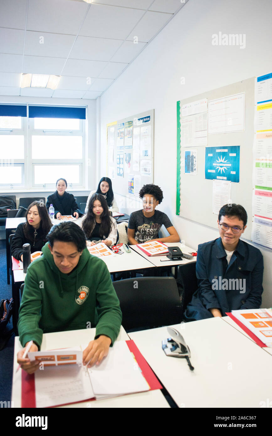 International students sitting in a classroom during a lesson Stock ...