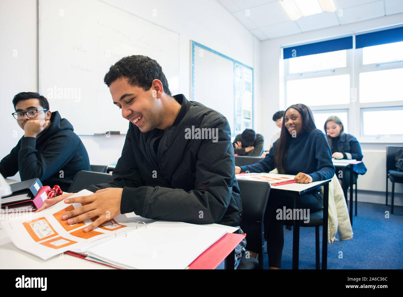 International students sitting in a classroom during a lesson Stock ...
