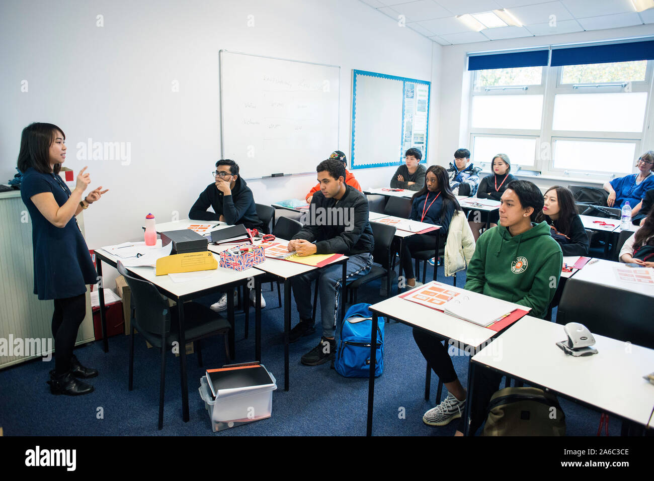 International students sitting in a classroom during a lesson Stock ...