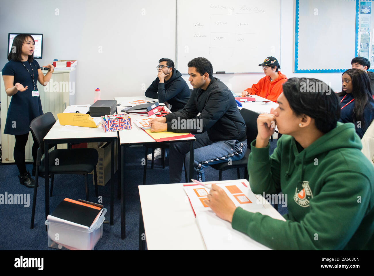 International students sitting in a classroom during a lesson Stock ...