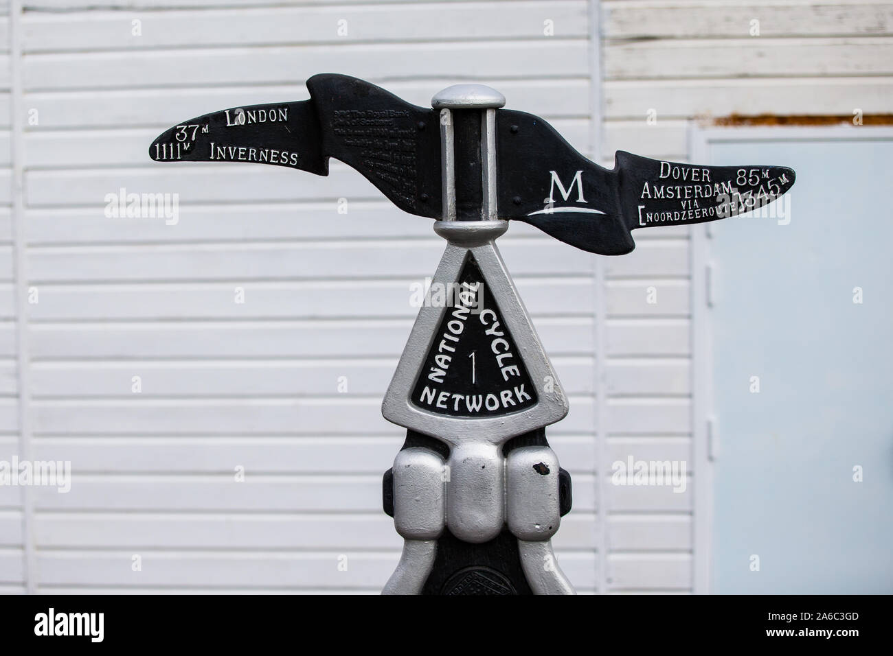 A sign for the National Cycle Network showing the route of the cycle ...