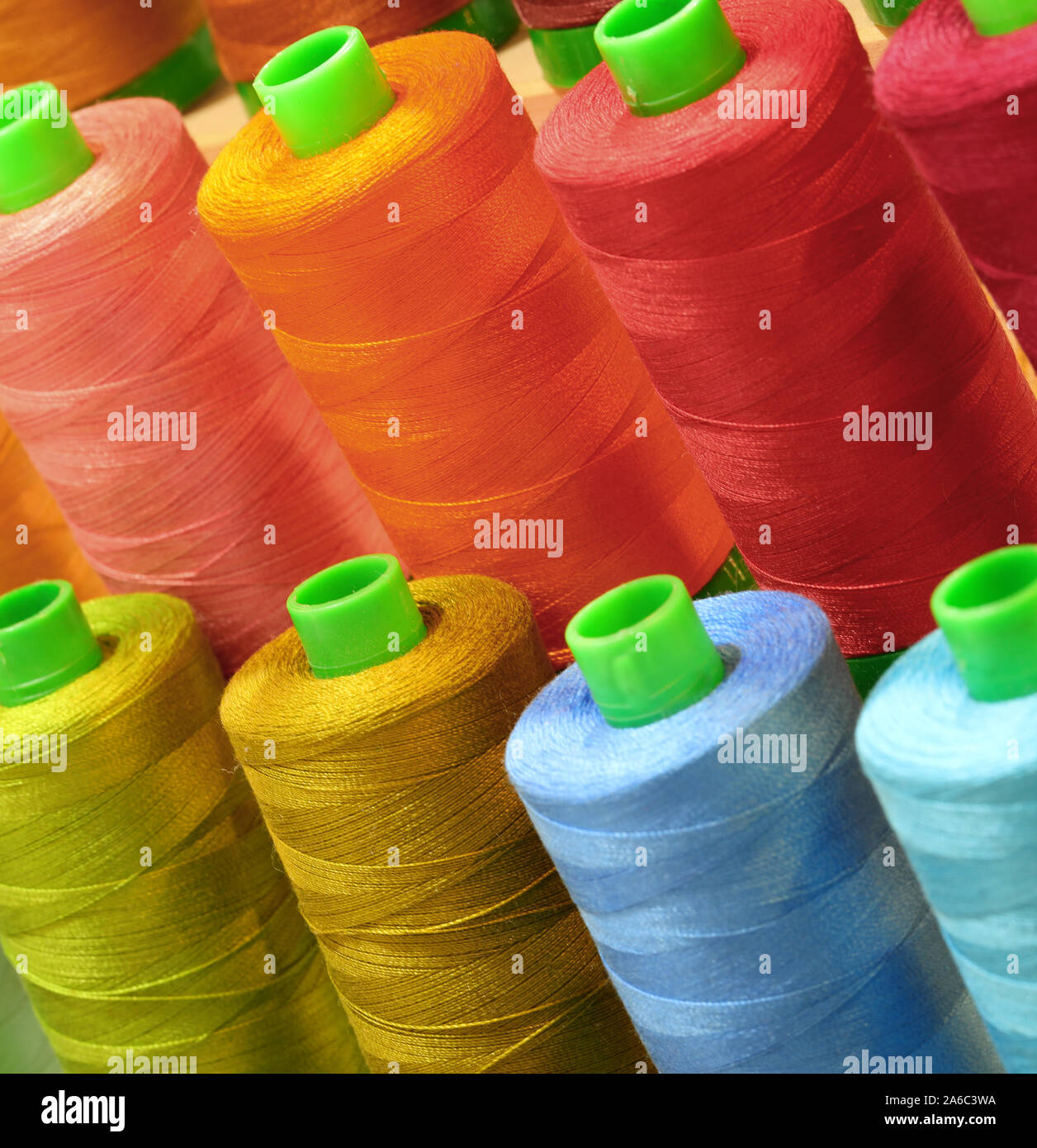 many spools of cotton thread for sale at shop Stock Photo - Alamy
