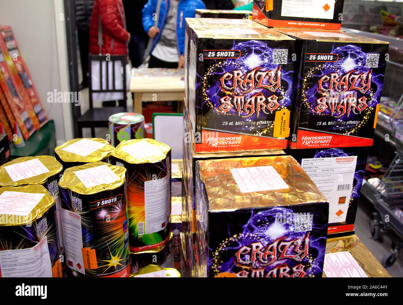 Sales of various types of fireworks.Photo Jeppe Gustafsson Stock Photo ...