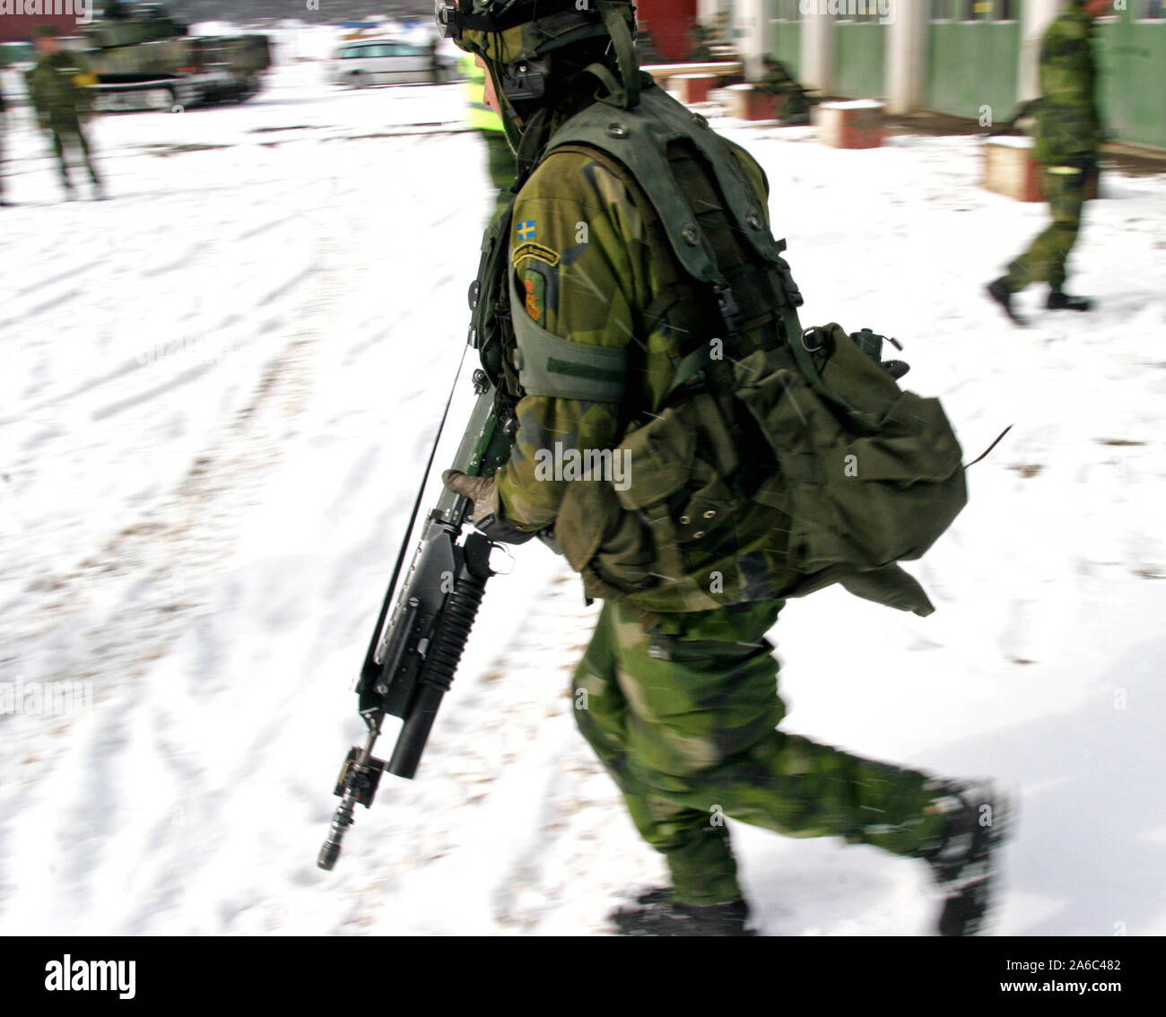 Swedish soldiers on military exercise, Kvarn's firing range.Photo Jeppe ...