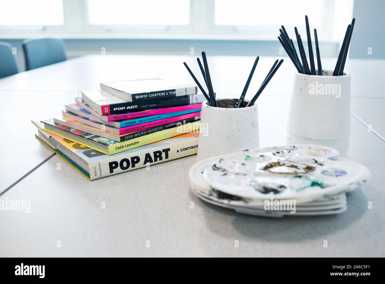 An empty art classroom with art equipment Stock Photo - Alamy