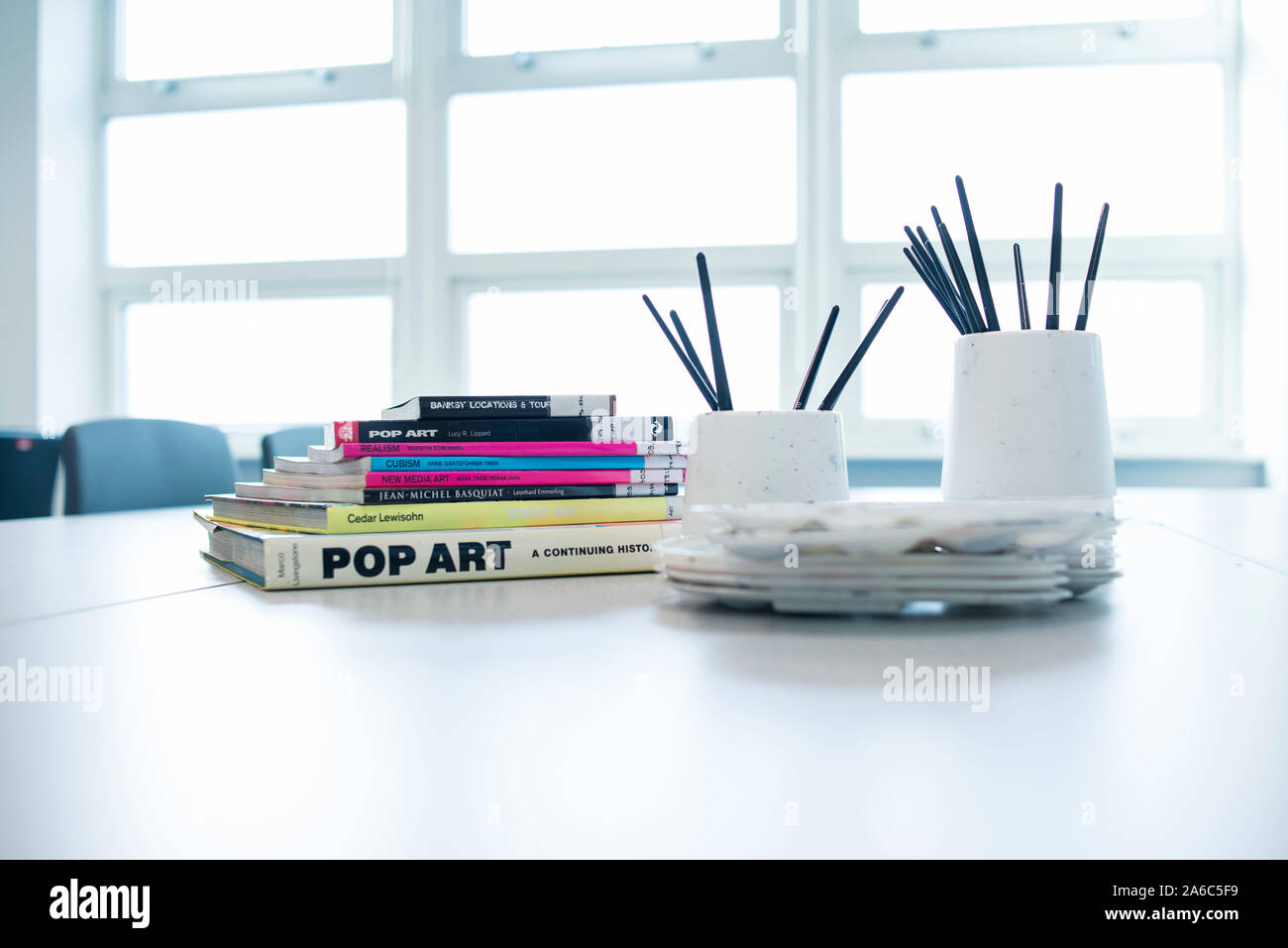 An empty art classroom with art equipment Stock Photo - Alamy