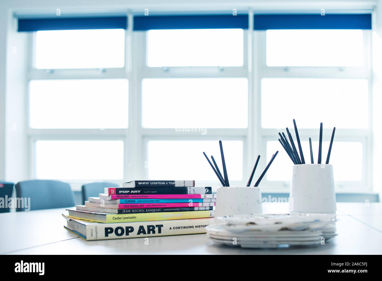 An empty art classroom with art equipment Stock Photo - Alamy
