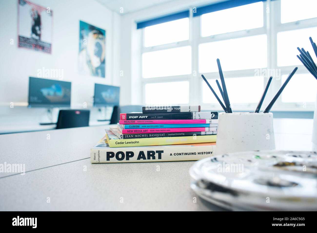 An empty art classroom with art equipment Stock Photo - Alamy