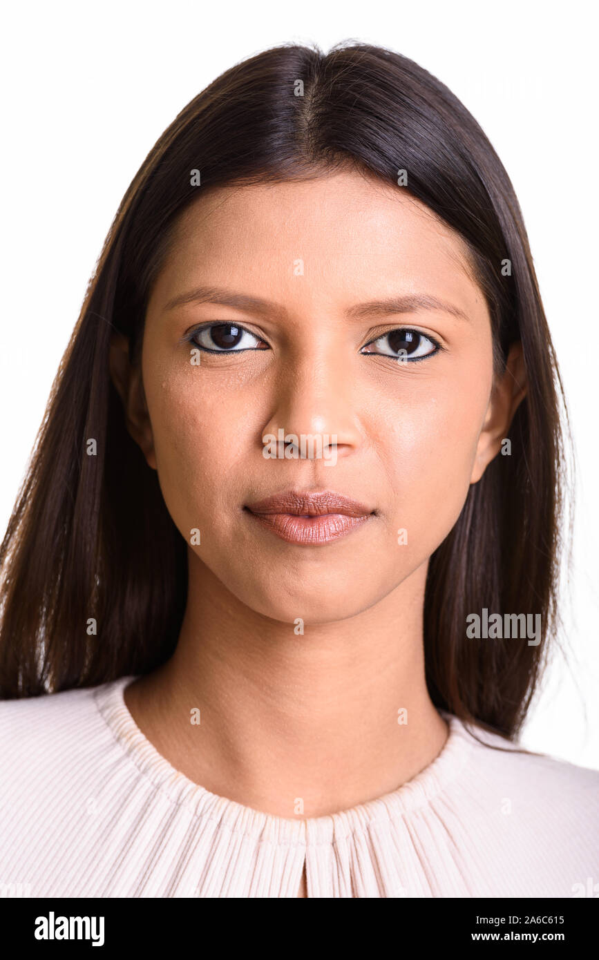Face of young beautiful Brazilian woman shot in studio Stock Photo - Alamy
