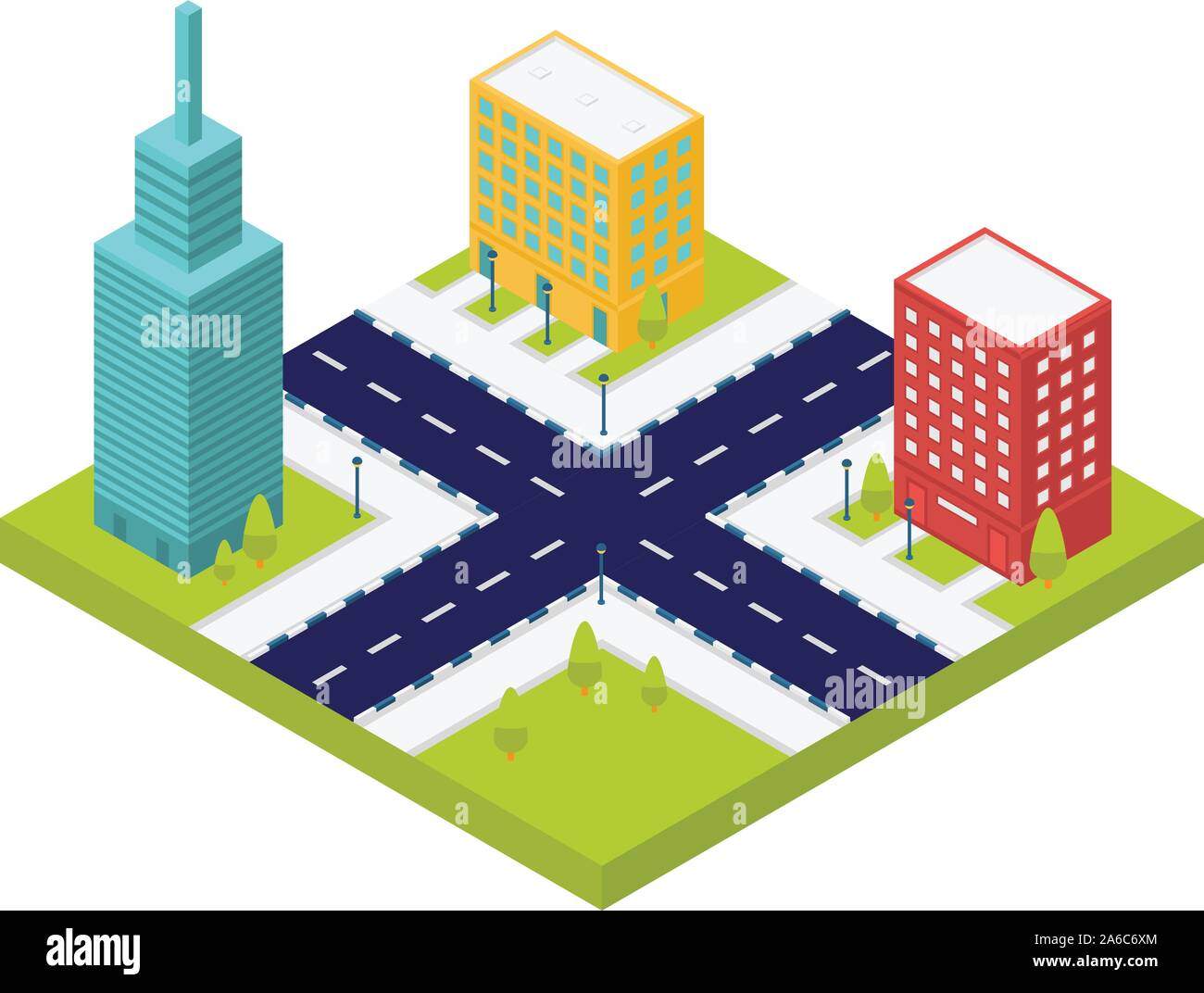 City intersection road icon, isometric style Stock Vector Image & Art ...