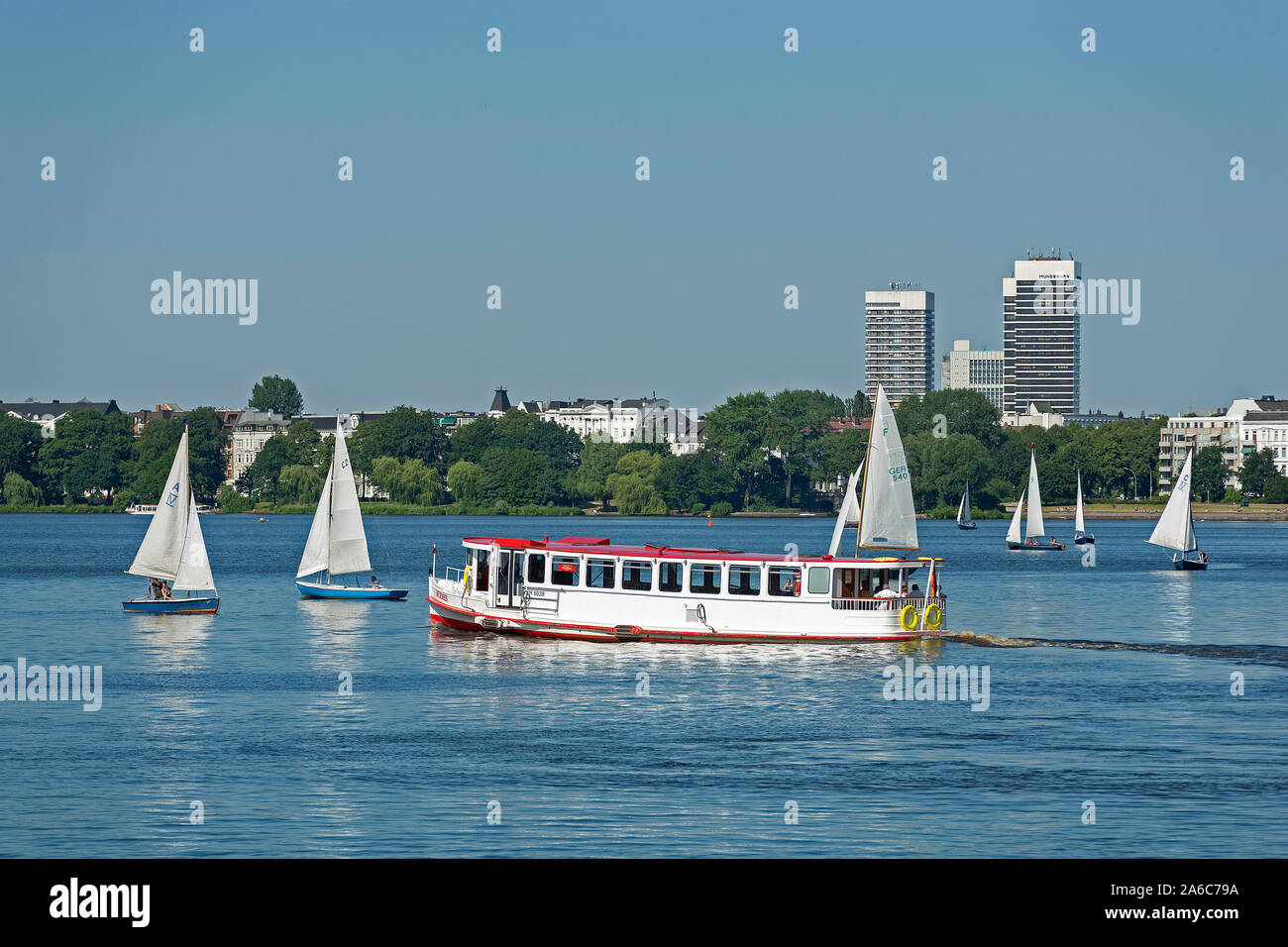 excursion boat on Lake Outer Alster, Hamburg, Germany Stock Photo - Alamy