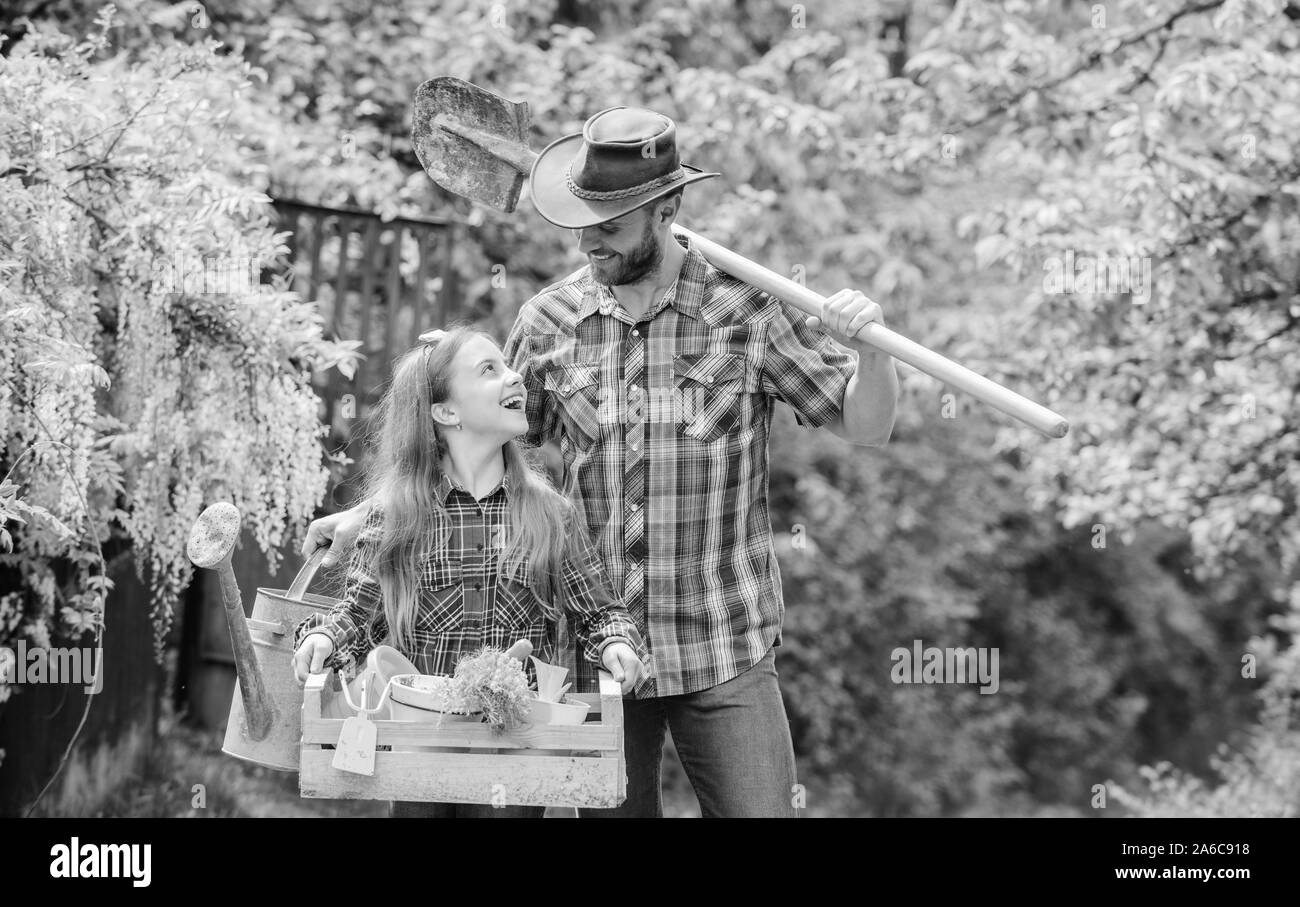 Making your life colored. family farm. father and daughter on ranch ...